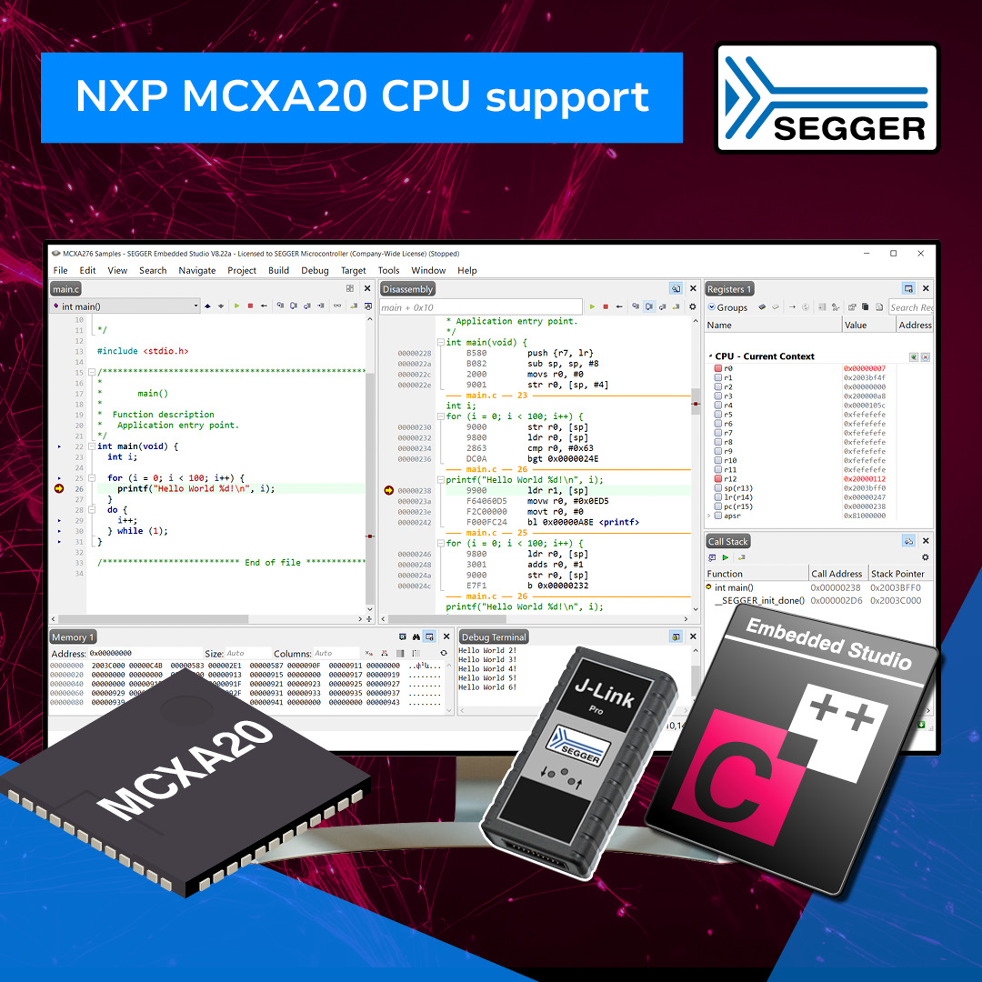SEGGER announces Embedded Studio and J-Link support for NXP’s MCX chip ...